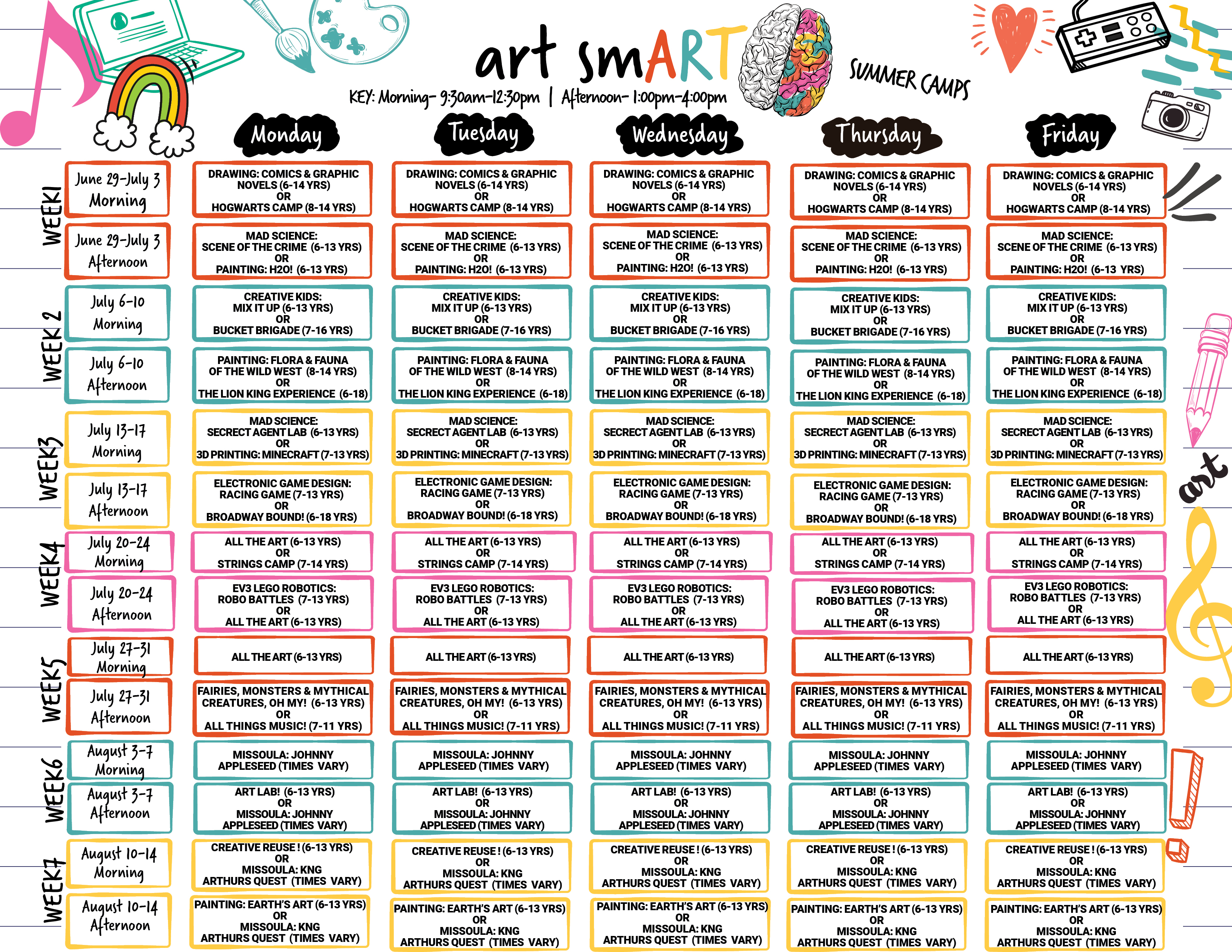 art smART Schedule 2020 | Sherwood Center for the Arts